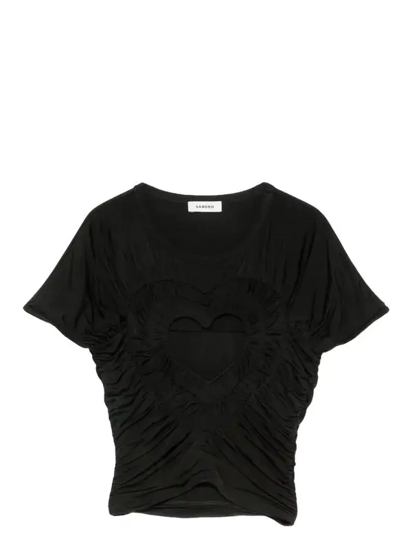 Sandro Heart Cut-out T-shirt - Black