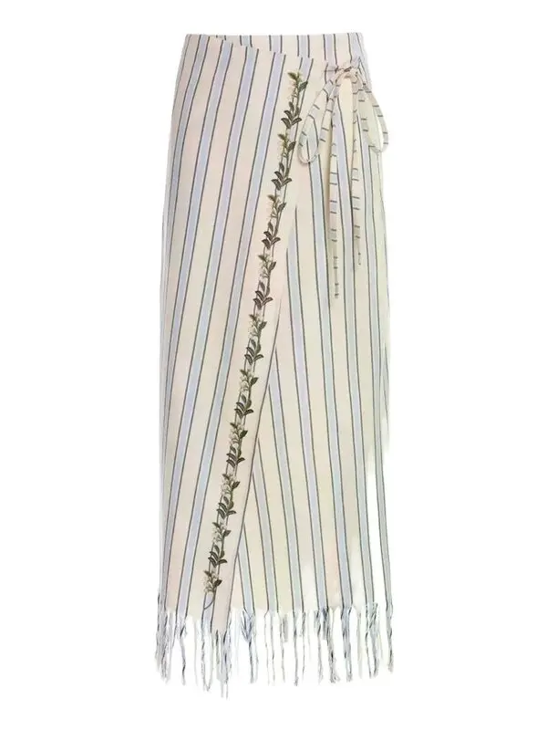 Agua Bendita Maria Valle Striped Maxi Skirt - Neutrals