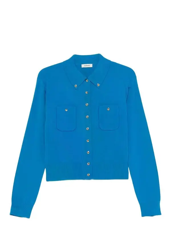 Sandro Button-down Shirt-collar Cardigan - Blue