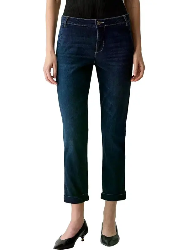 FRACOMINA Logo Plaque Turn-up Jeans - Blue