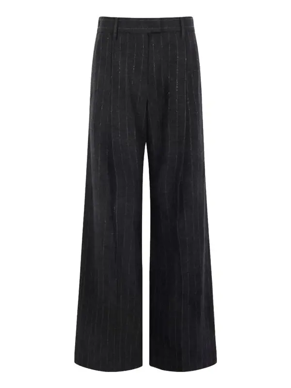 Brunello Cucinelli Pinstripe Sequin Embellished Palazzo Pants - Grey