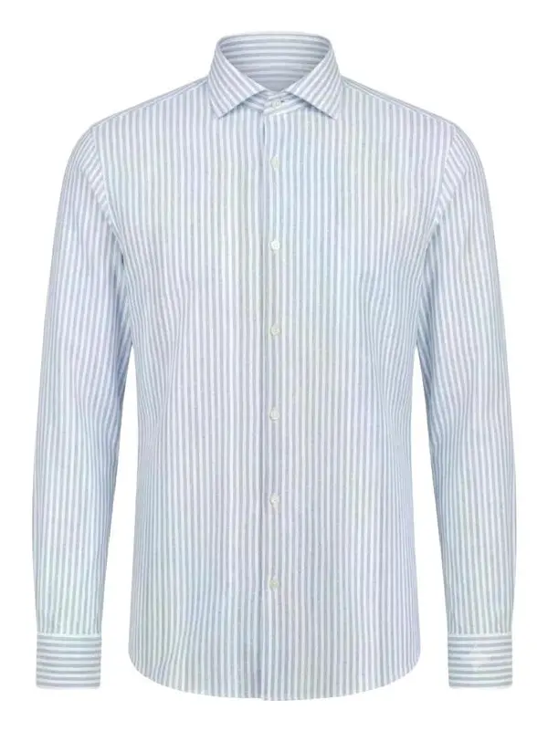 ALLEY DOCKS 963 Striped Long-sleeve Shirt - Blue