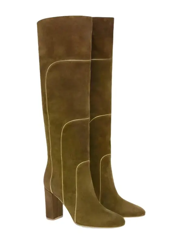 GIANVITO ROSSI Juliette Suede Block Heel Boots - Brown