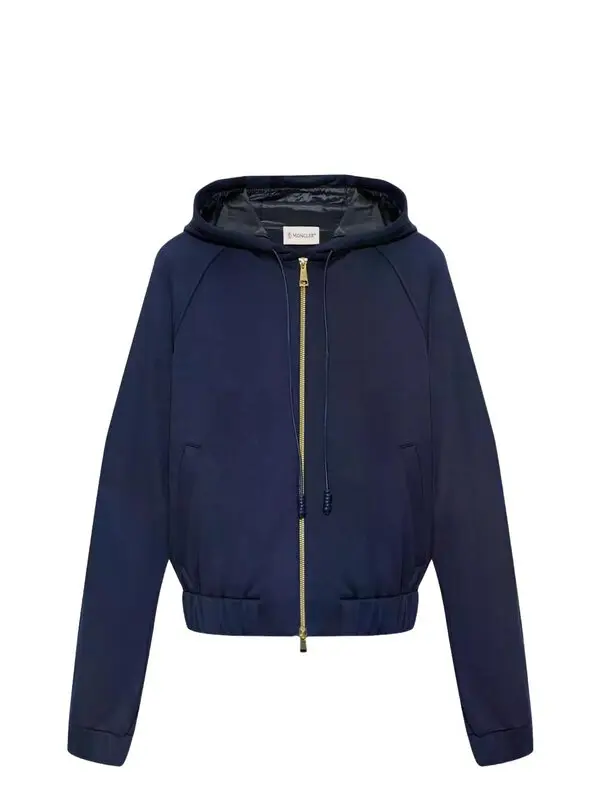 Moncler Logo Patch Zip-up Hoodie - Blue