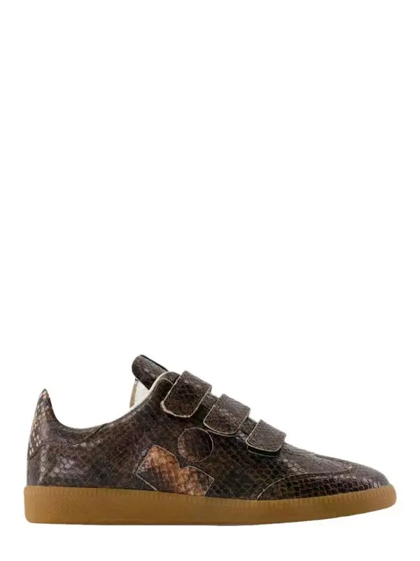 Isabel Marant Étoile Beth Snakeskin-effect Touch-strap Sneakers - Brown