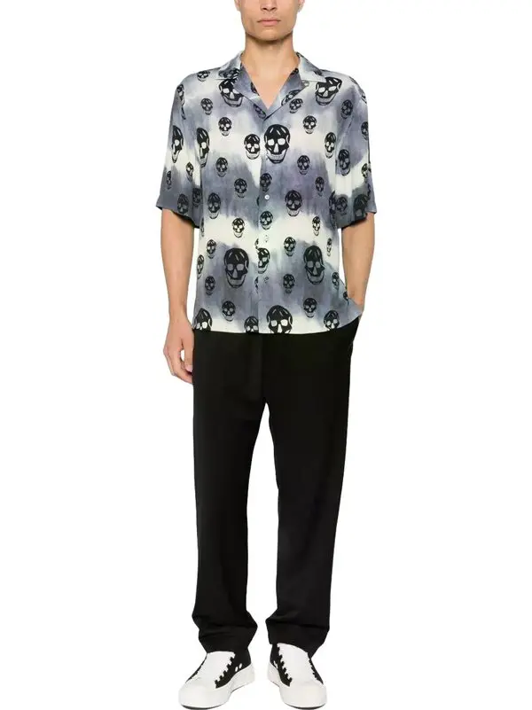 Alexander McQueen Skull-print Tie-dye Shirt - Blue