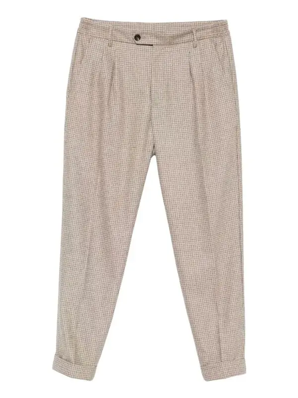 Eleventy Checked Pleated Trousers - Neutrals