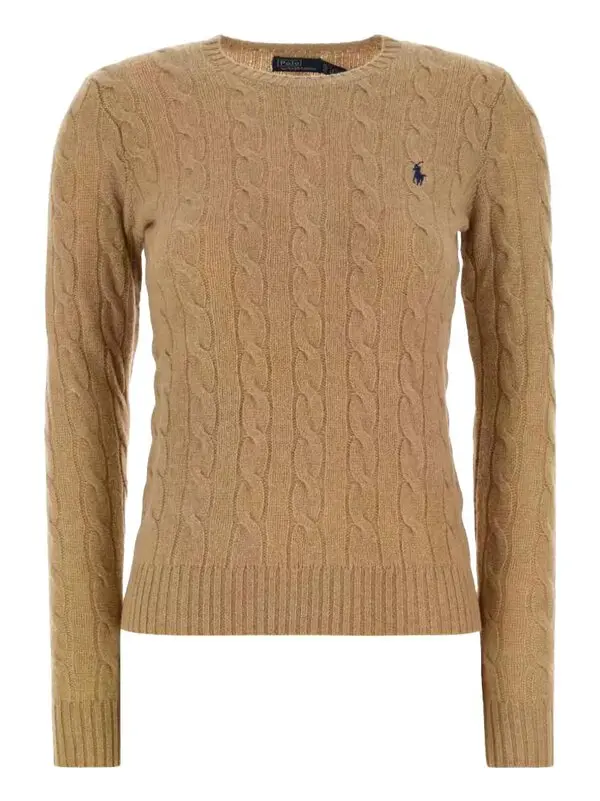 Polo Ralph Lauren Cable-knit Wool Sweater With Embroidered Logo - Brown