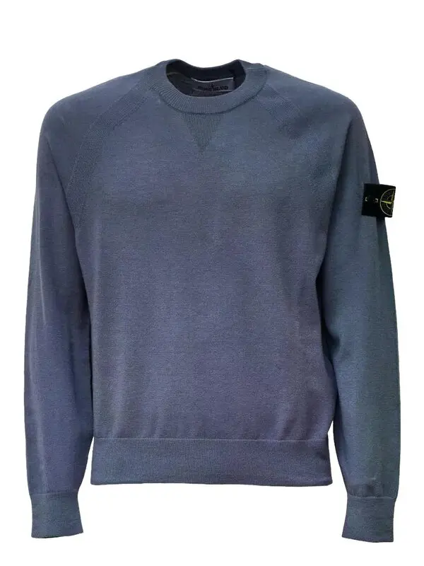 Stone Island Logo Patch Raglan Sleeve Sweater - Blue