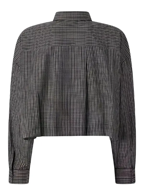 Pinko Cropped Check-pattern Shirt With Crystal Embellishment - Black