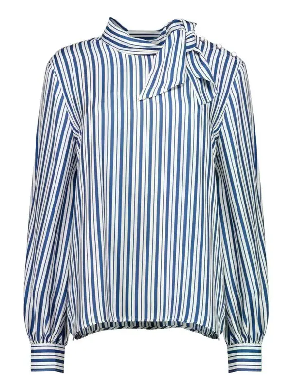Max Mara Striped Pussy-bow Blouse - White