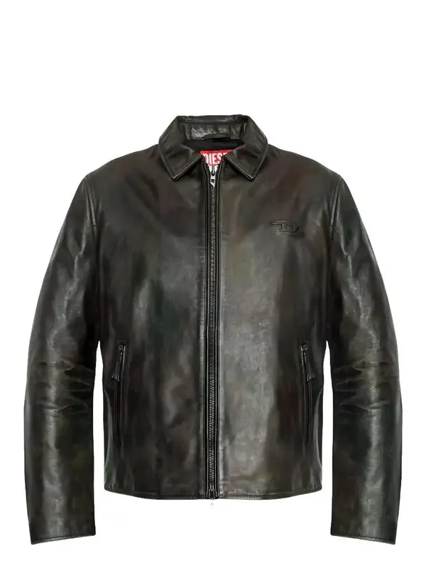 DIESEL® Oval D Leather Jacket - Brown