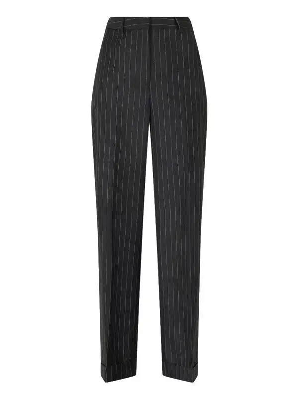 SEMICOUTURE Lola Pinstripe Turn-up Trousers - Grey