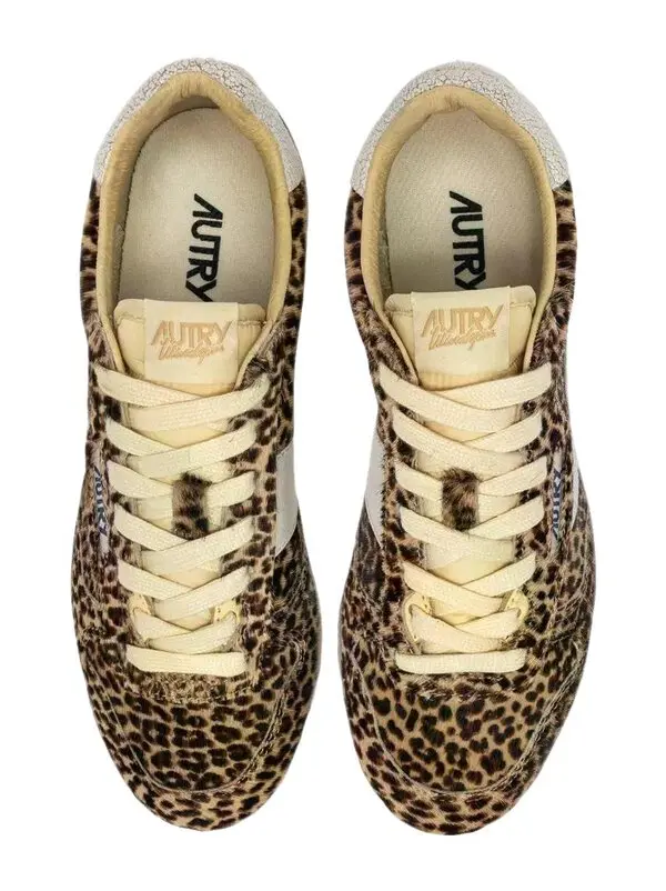 AUTRY Windspin Leopard-print Pony-hair Sneakers - Brown