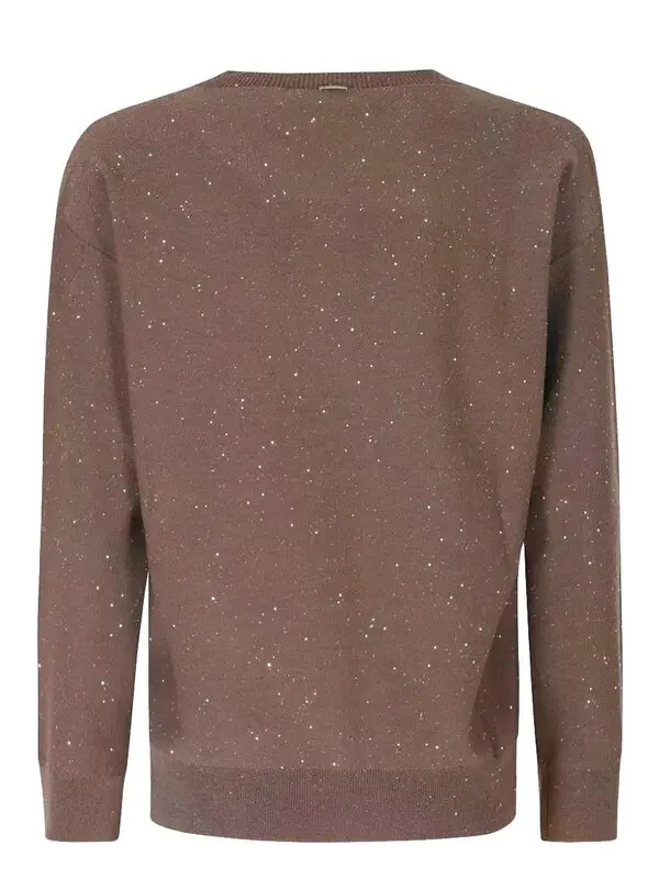 Herno Sequin-embellished V-neck Sweater - Brown
