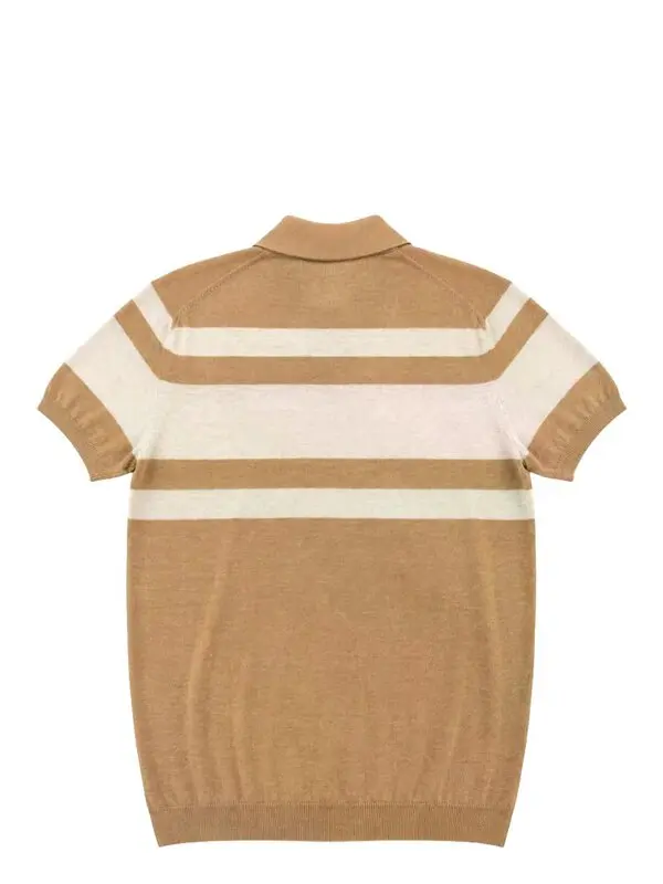 HERITAGE Striped Short-sleeve Polo Shirt - Brown