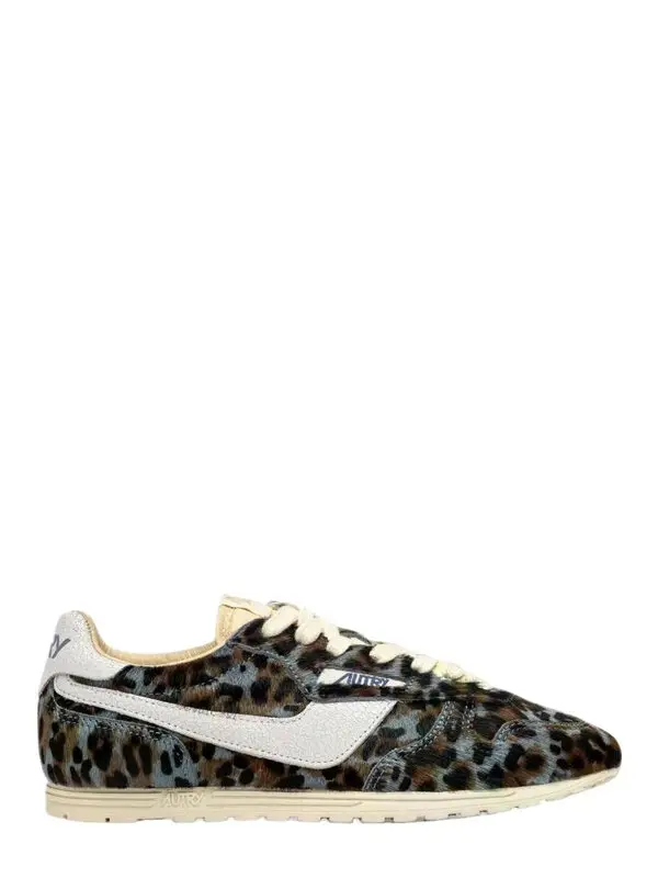 AUTRY Windspin Low Leopard-print Pony-hair Sneakers - Grey