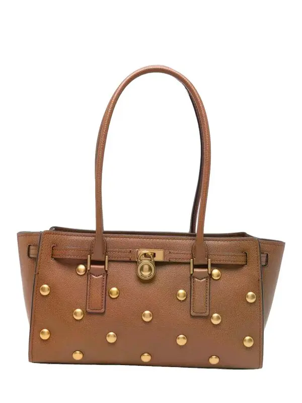 Michael Kors Stud-embellished Leather Shoulder Bag - Brown