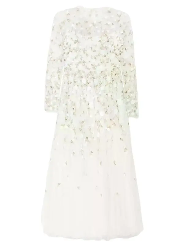 NEEDLE & THREAD Trailing Roses Embroidered Gown - Neutrals