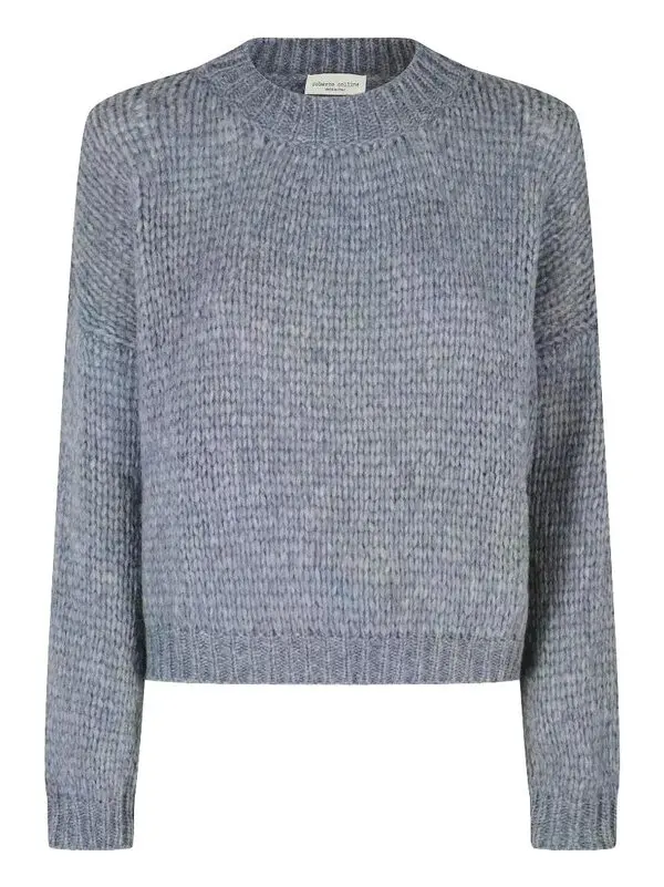 ROBERTO COLLINA Chunky Knit Crew-neck Sweater - Blue