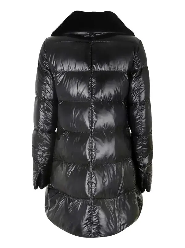 Herno Padded Faux-fur Trim Coat - Black