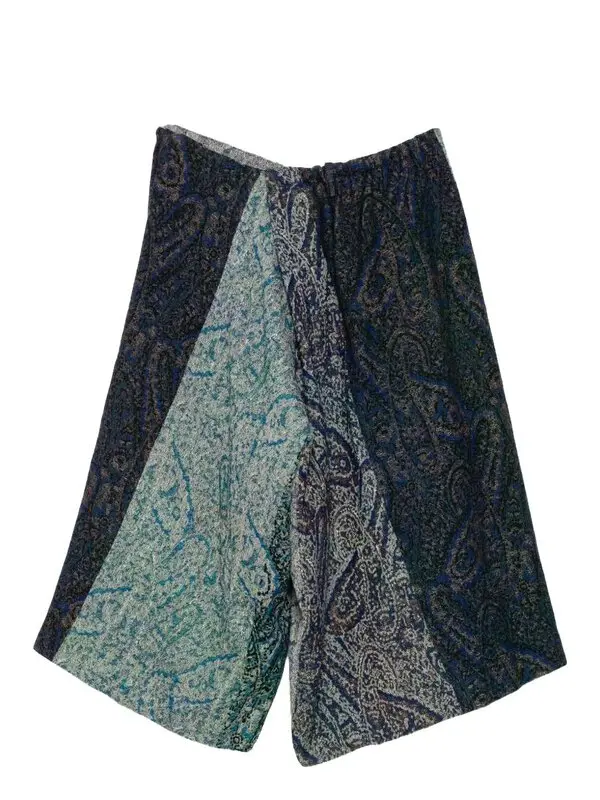 Y’s Patterned Crop Trousers - Blue