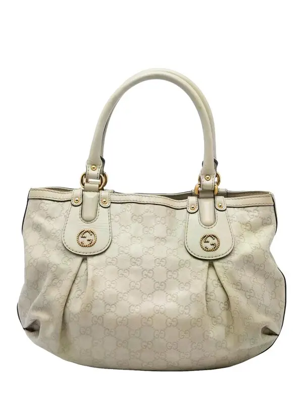 Gucci Embossed Leather Tote Bag - White