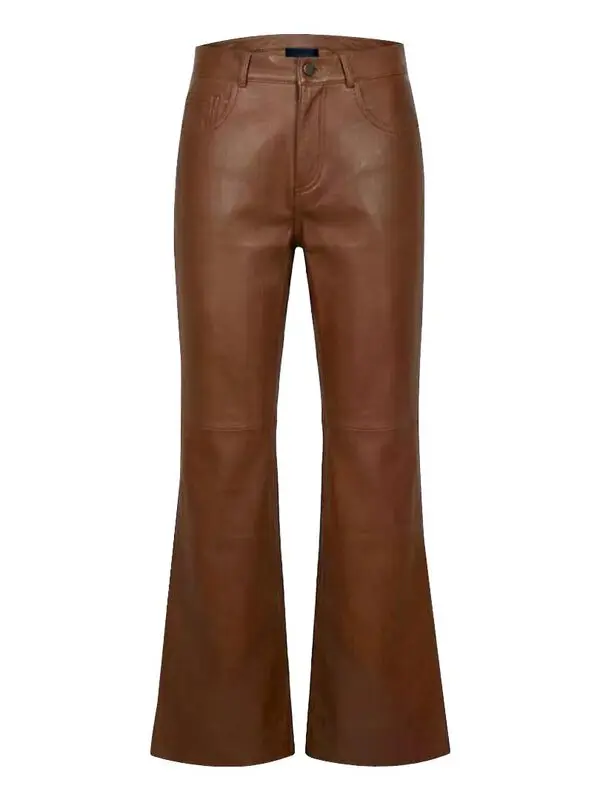 HAIKURE Flora Leather Flared Trousers - Brown