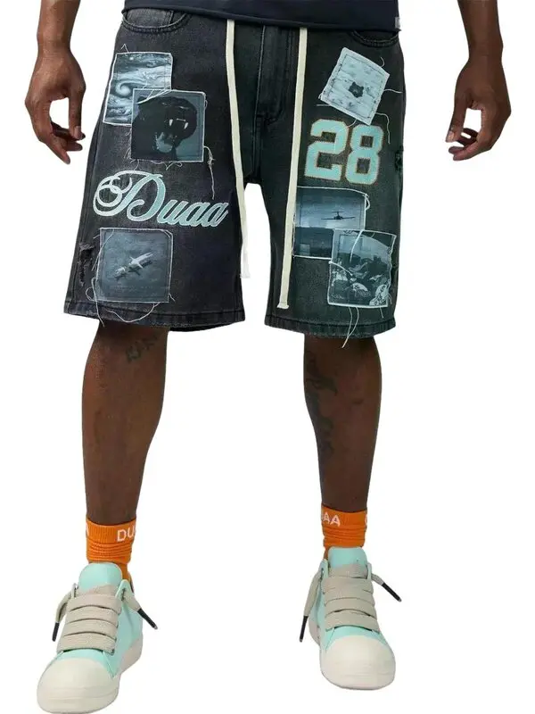 DUAA Patch Detail Drawstring Shorts - Grey