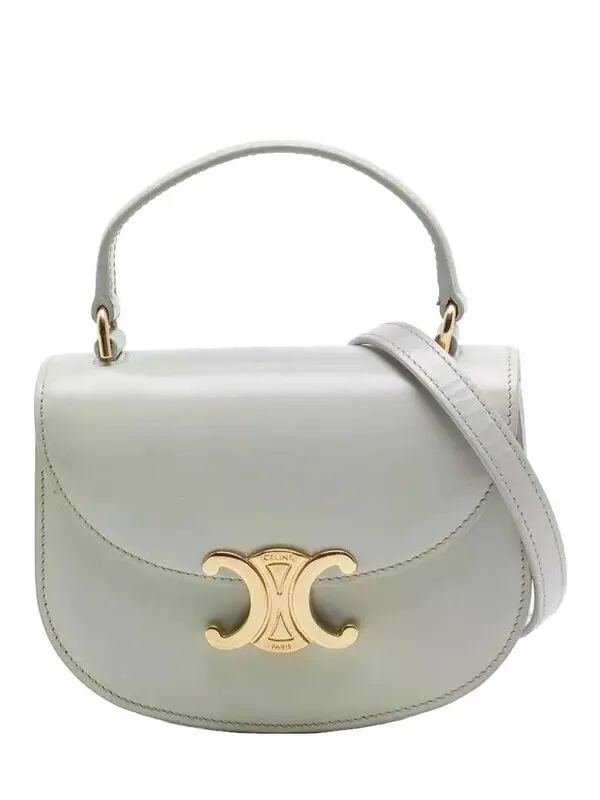 Celine Shiny Calfskin Besace Clea Satchel - Grey