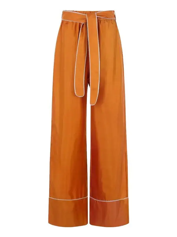 Raquel Diniz Belted Palazzo Pants With Piping Detail - Orange