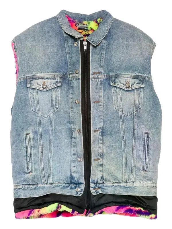 Balenciaga Denim Padded Vest - Blue