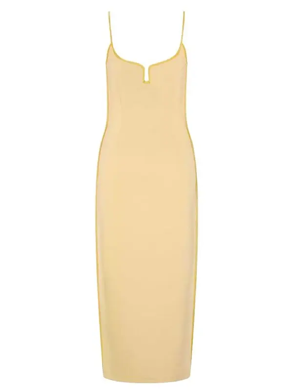 Paris Georgia Marlo Contrast-trim Midi Dress - Yellow