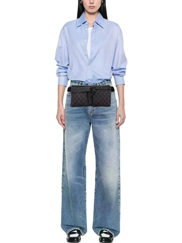 Gucci Gg Denim Double Pocket Belt Bag - Grey