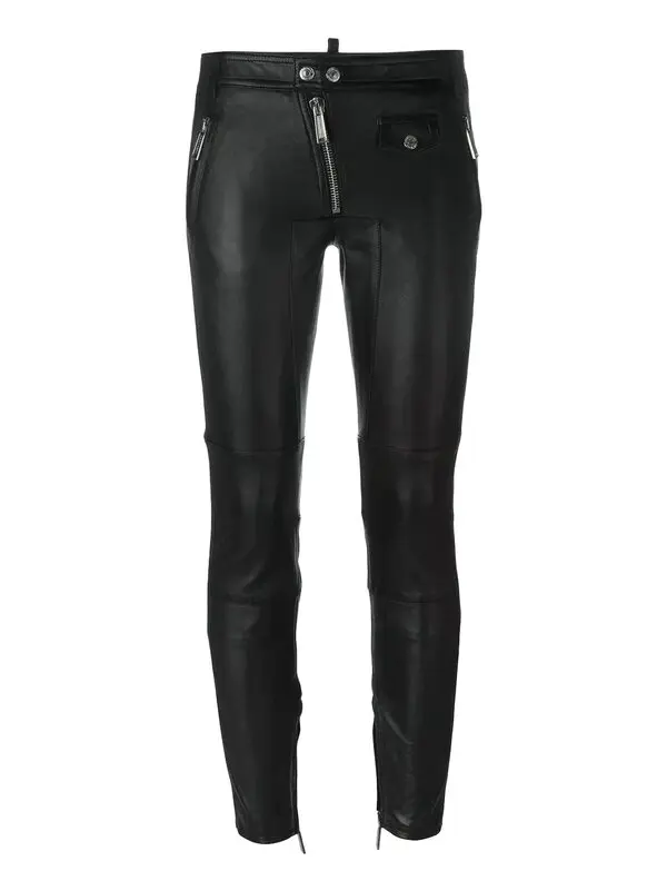 Dsquared2 Lambskin Biker Trousers - Black