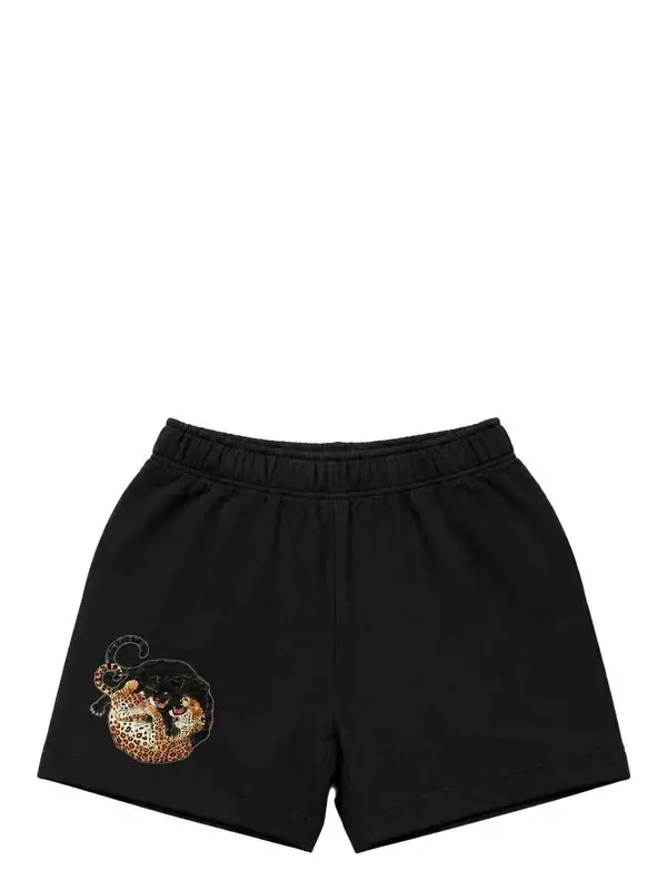 MELT Graphic Print Cotton Shorts - Black