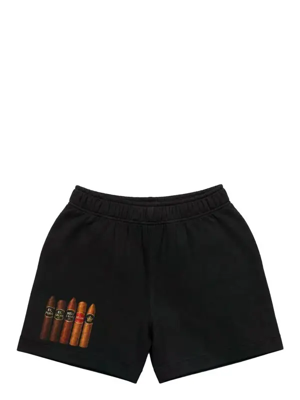MELT Cigar Print Cotton Shorts - Black