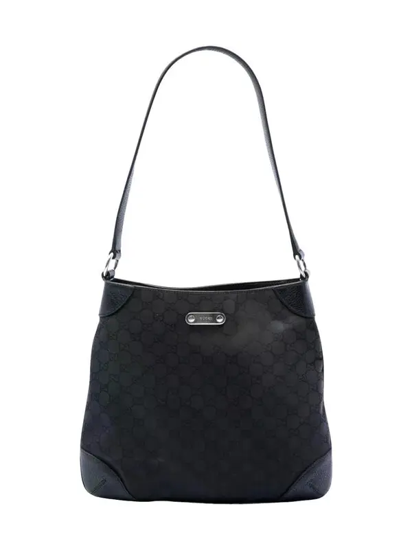 Gucci Gg Monogram Canvas Shoulder Bag - Black