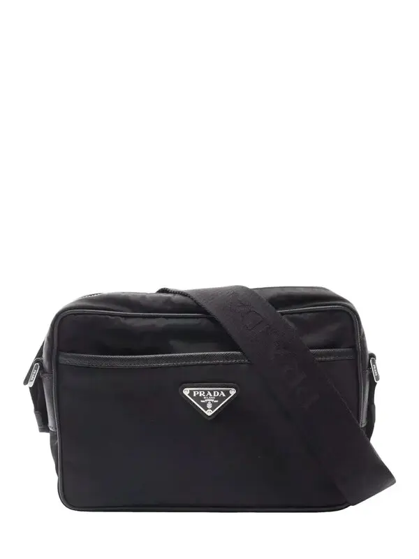 Prada Saffiano Trimmed Tessuto Camera Bag - Black