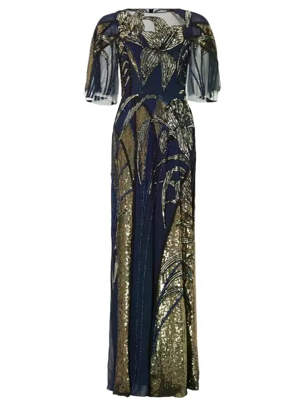 TEMPERLEY LONDON Sequin Embellished Mariana Maxi Dress - Blue