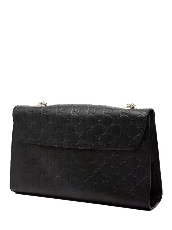Gucci Imprimé Cuir Noir Sac Bandoulière Emily - Black