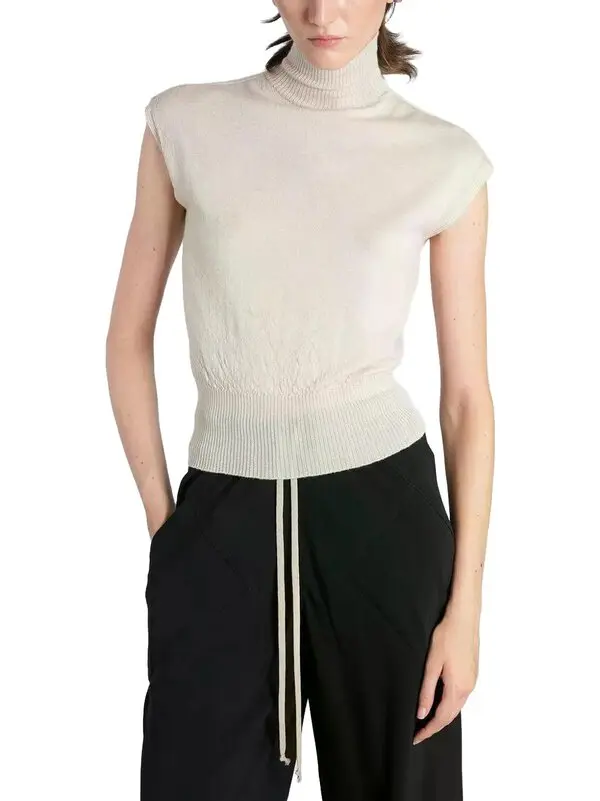 Rick Owens Sleeveless Ribbed Roll-neck Sweater - Neutrals
