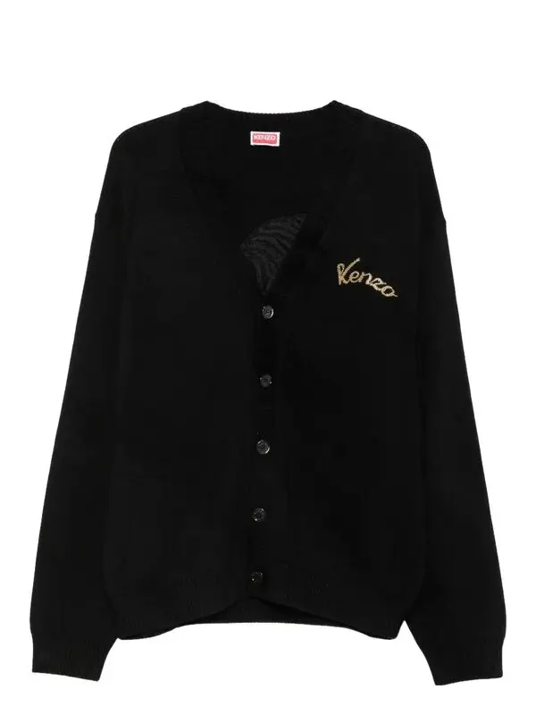 Kenzo Beaded Tiger-motif Cardigan - Black