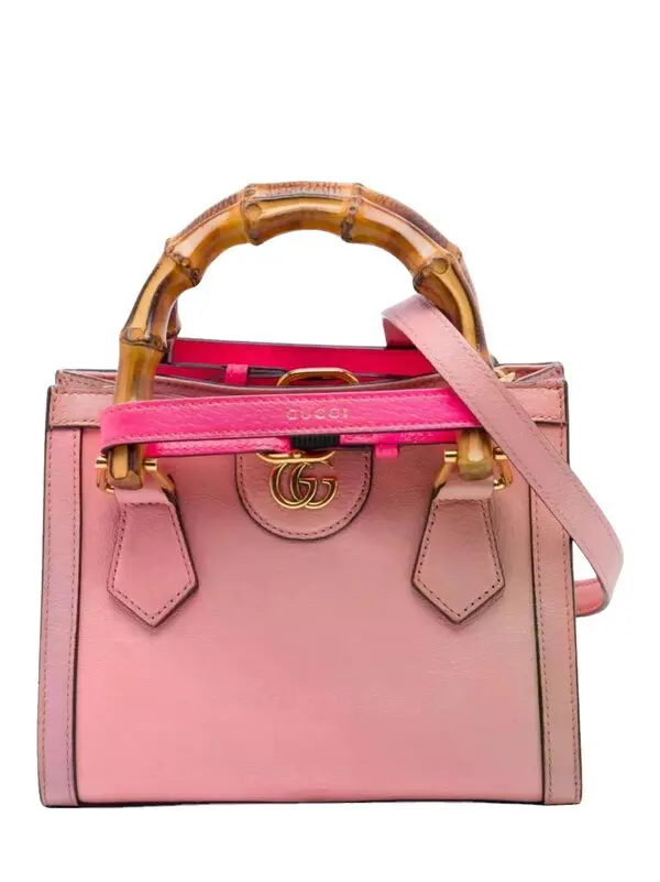 Gucci Calfskin Bamboo Diana Satchel - Pink