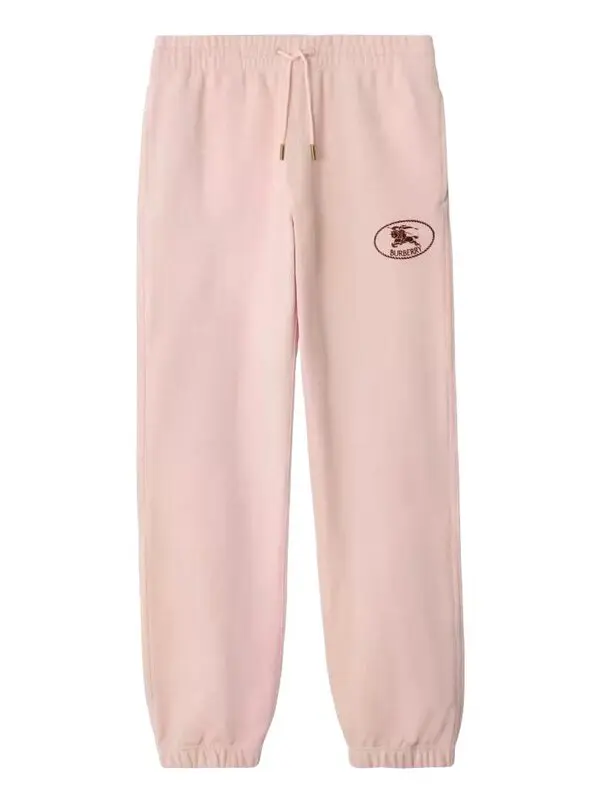 Burberry Knight Stamp Embroidered Loop-back Cotton Jogging Pants - Pink