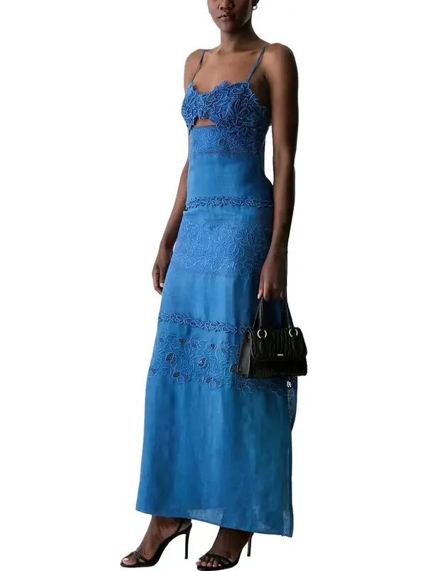 Ermanno Scervino Lace-paneled Maxi Dress - Blue