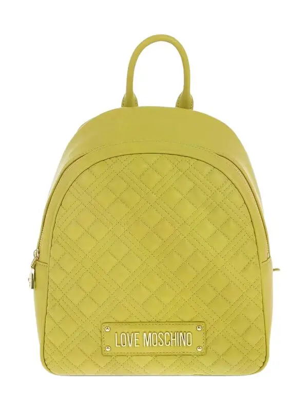 Moschino Quilted Logo Plaque Backpack - Green