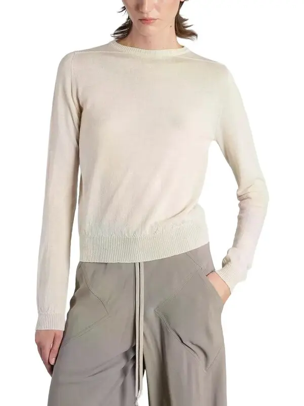 Rick Owens Ribbed-trim Fine Knit Sweater - Neutrals