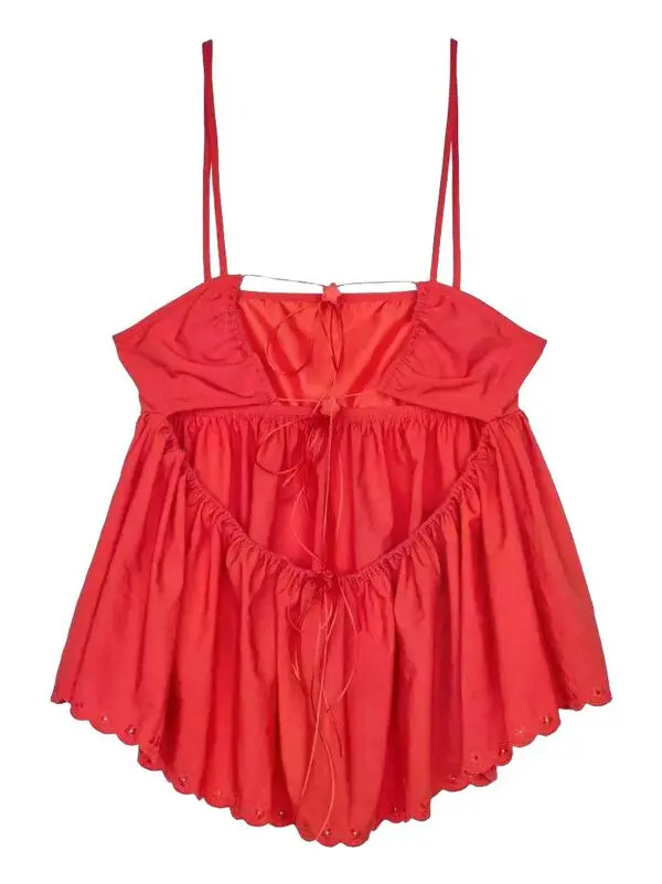 Cecilie Bahnsen Selena Broderie-anglaise Sleeveless Blouse - Red