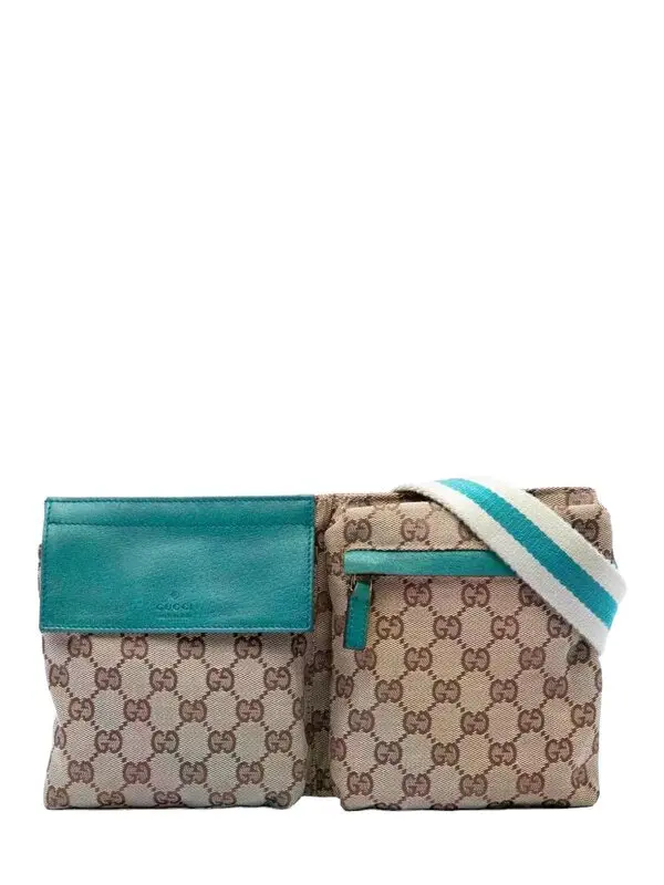 Gucci Gg Canvas Web Double Pocket Belt Bag - Neutrals